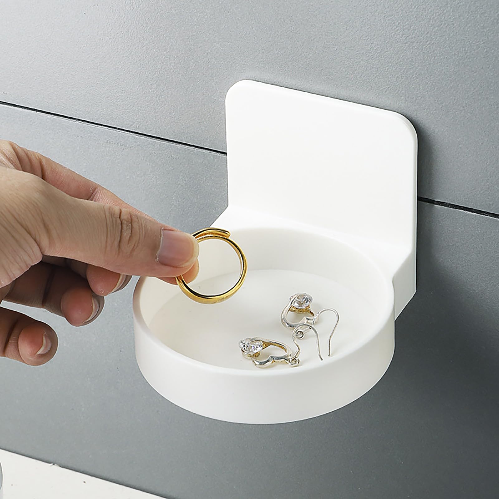 Cyrank Small Round Floating Shelf, Wall Mounted Cup Holder for Bathroom Shower Organizer Caddy Bottle Racks Small Wall Shelf Round Floating Shelves for Wall Decor
