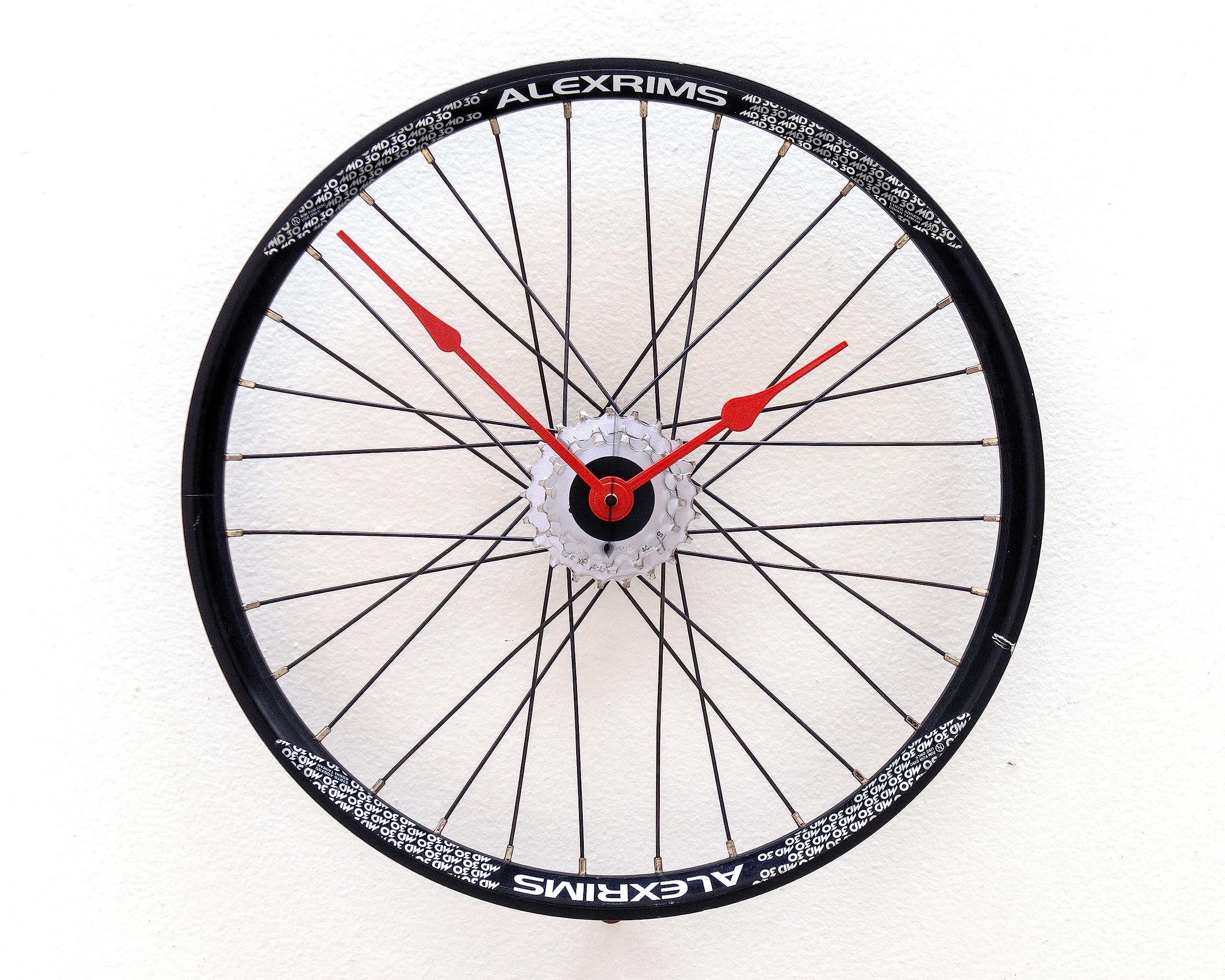 Bike Wheel Clock, Large, Wall, Cyclist, Unique, Steampunk, Decor, Bicycle, spoke, time, gear, cycle, recycle, upcycle, repurpose, reuse,