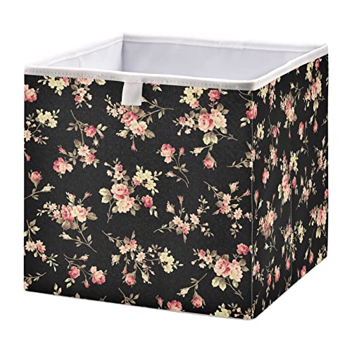 Kigai Storage Basket Floral Foldable Storage Bin 11 X 11 X 11 Inches Cube Storage Baskets Box for Shelves Closet Laundry Nursery Bedroom Home Decor