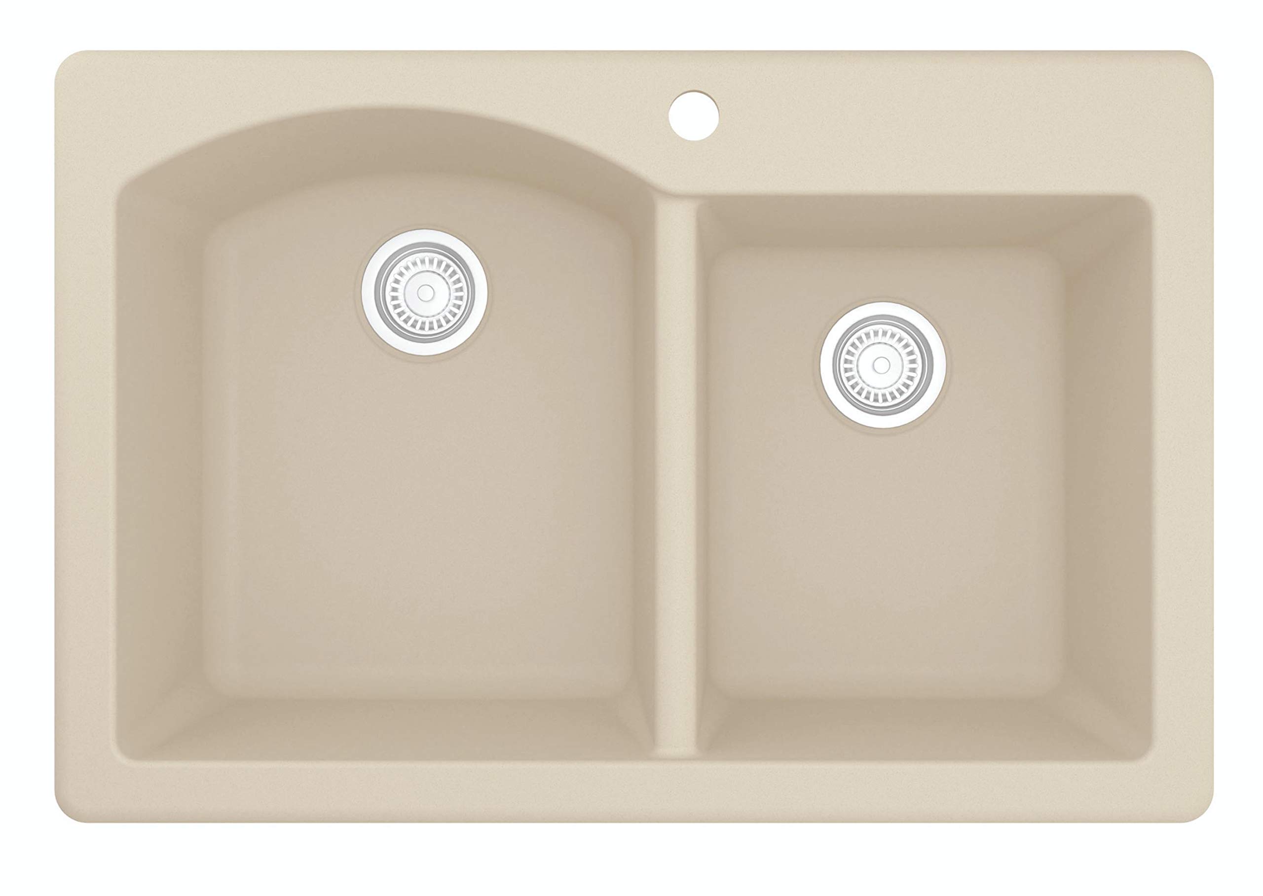 Karran QT-610 Drop-In Quartz Composite 33 in. 1-Hole 60/40 Double Bowl Kitchen Sink in Bisque