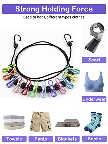 GOJUSO Elastic Clothesline for Travel 70.86 Inch Portable Camping Storage Travel Hanging Clothes Line Cool Gadgets for Rv Camp Picture