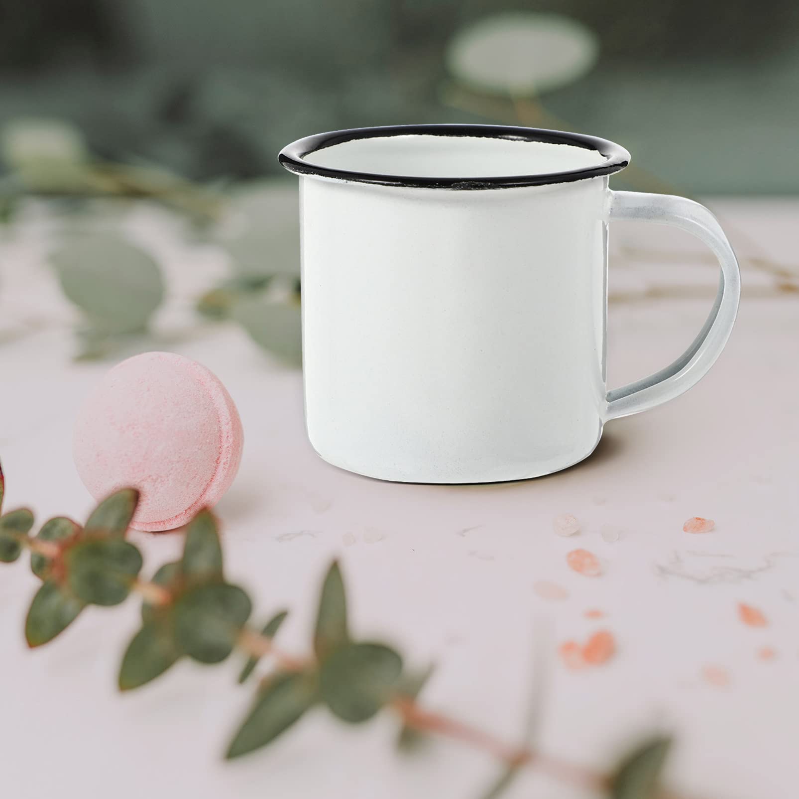 Cabilock Camping Tin Mug Camping Tea Mugs Vintage Coffee Tea Mug Drinking Mugs Cups Hot Pot Iron Water Cup Small Wine Cups for Home Office Travel Camping Picnic (White) Vintage Tea Mugs Picnic Cups
