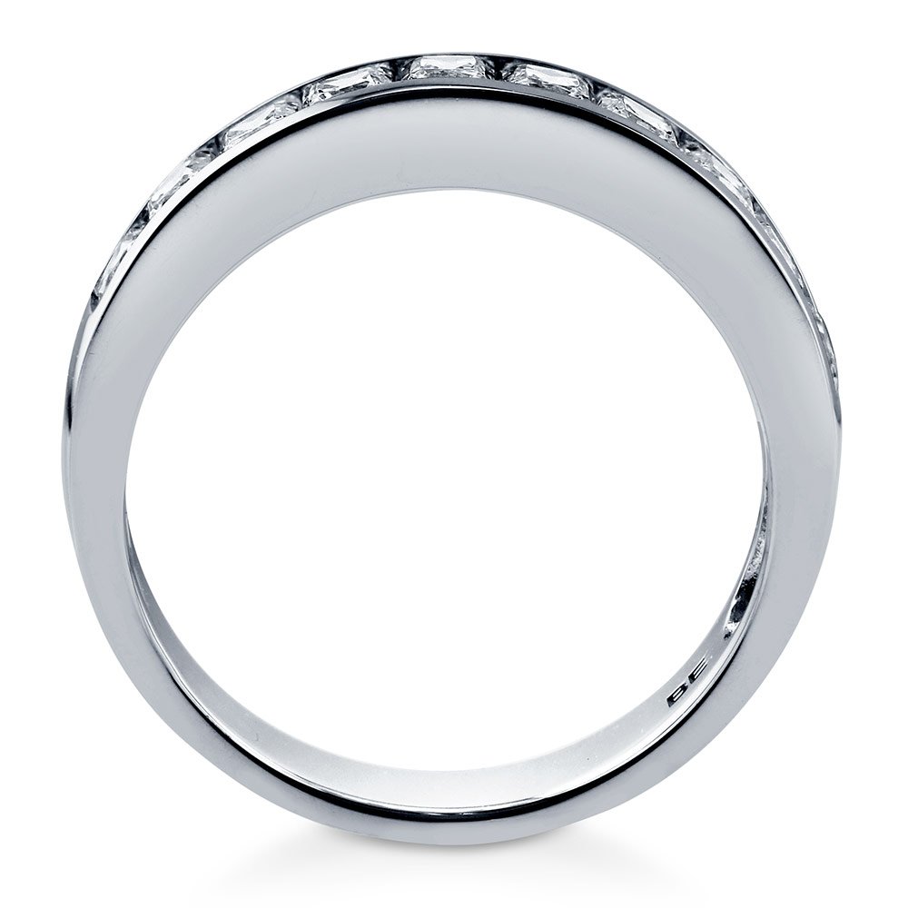 BERRICLE Sterling Silver Wedding Rings Channel Set Princess Cut Cubic Zirconia CZ Anniversary Half Eternity Ring for Women, Rhodium Plated Size 5.5