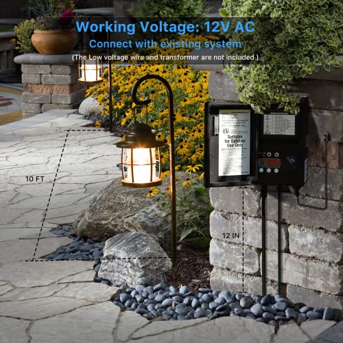GOODSMANN Landscape Lighting Low Voltage Outdoor 1PK Hanging Path Light 1.1W LED 32 Lumen 2900K Warm White Metal Dual Use Shepherd Hook Pathway Lights Wired 12V AC Sidewalk Light with Cable Connector