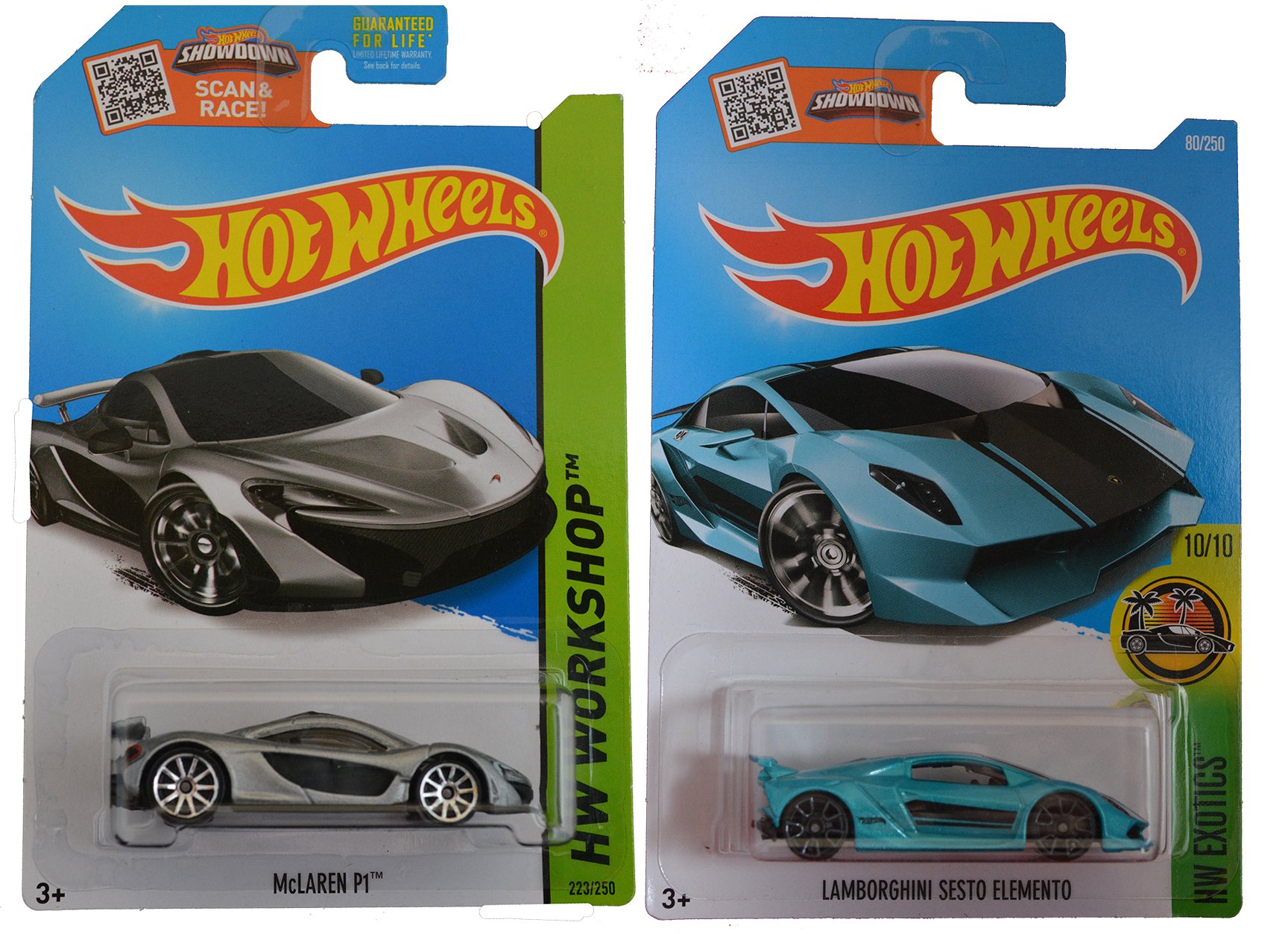 Hot Wheels 2016 McLaren p1 Silver & Lamborghini Sesto Elemento 2-Car Bundle Set