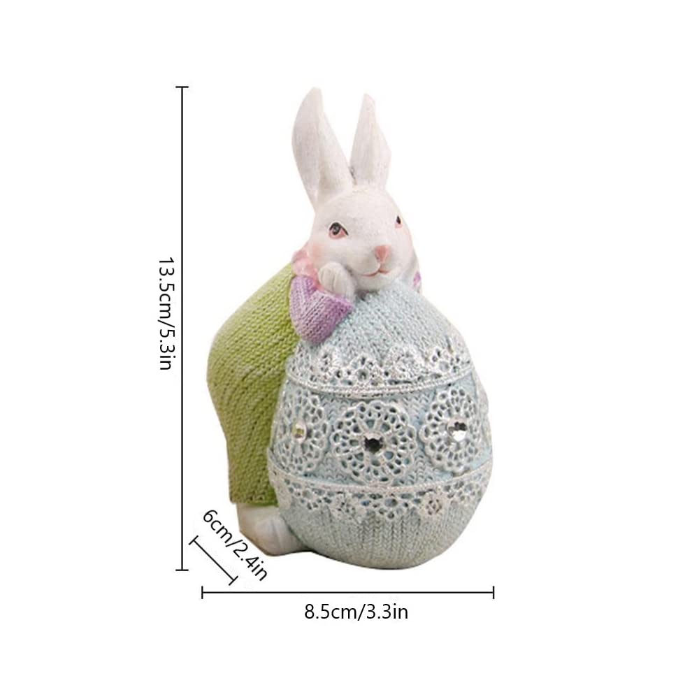 YANGMEI Easter Cute Rabbit Decorations Resin Bunny Miniature Figurines Easter Eggs Home Decor Garden Animal Statues Everyday Collection