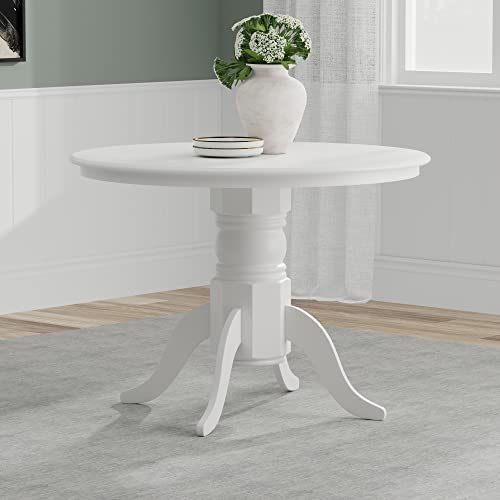 Glenwillow Home 42" Round Solid Wood Pedestal Dining Table in White