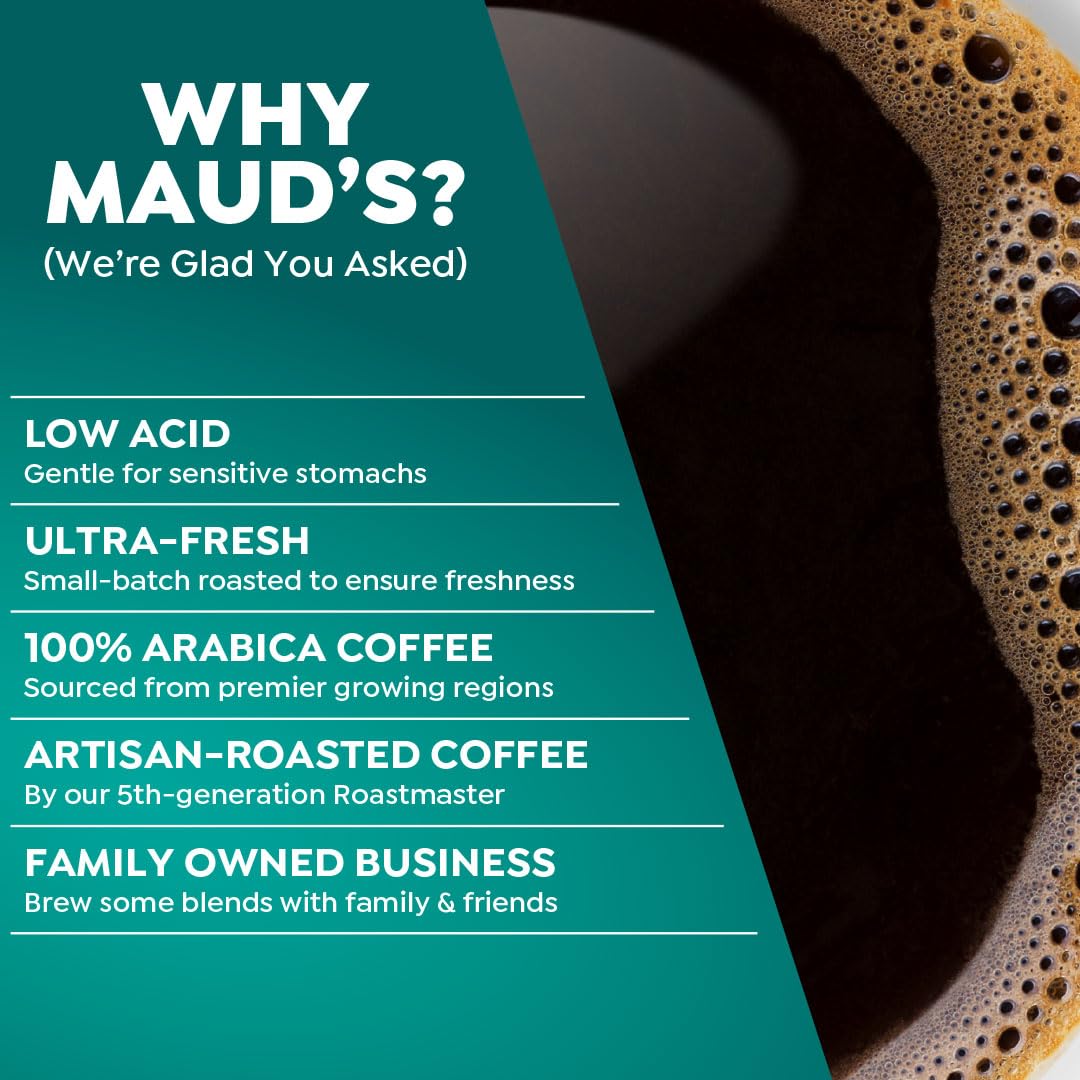 Maud's Decaf Espresso Dark Roast Coffee Pods, 18 ct | Decaffeinated Espress-O Yourself | 100% Arabica Dark Roast Coffee | Solar Energy Produced Recyclable Pods Compatible with Keurig K Cups Maker