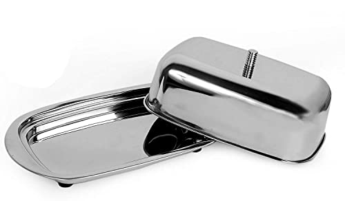 King International Stainless Steel Large Butter Dish, Butter Box with Lid, Butter Container,6.20 Inch Half Kg Butter Box, Fridge Storage Container for White Butter