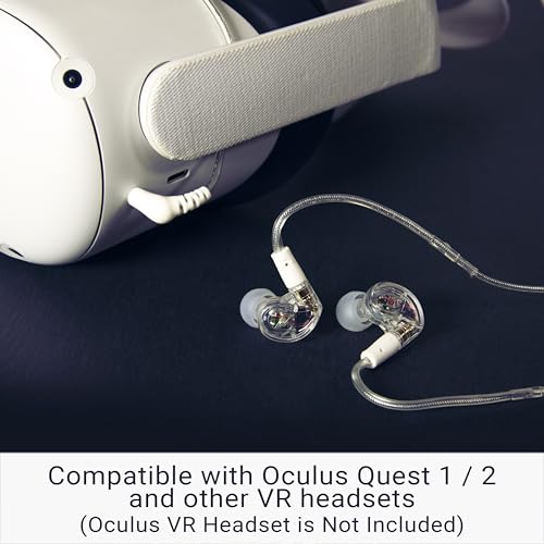 MEE audio M6 VR Multiplatform in-Ear Earphones with Headset Microphone for PS5, Xbox, Nintendo Switch, PC; Also Includes Short Cable and mounting Bracket for Oculus Quest and Other VR Gaming Headsets