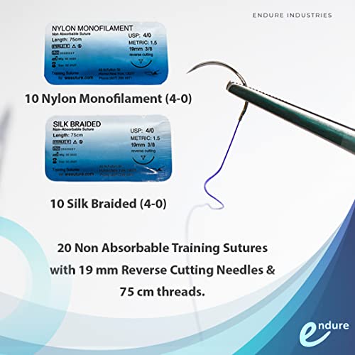 Endure Suture, I/V & Injection Training KIT, 50 Items, Durable Silicone Skin Suturing Pad with Tool Kit - Ideal for Any Medical Student, Veterinarian Students & Nurses. (for Education Only)