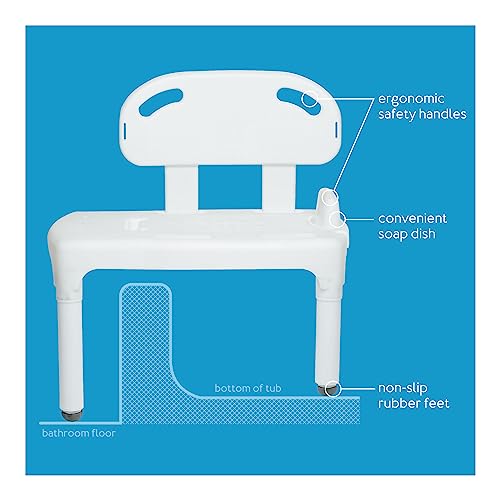 Carex Universal Tub Transfer Bench, Shower Bench and Bath Seat, Shower Chair Converts to Right or Left Hand Entry, Bathtub Transfer Bench, Bathroom Bench