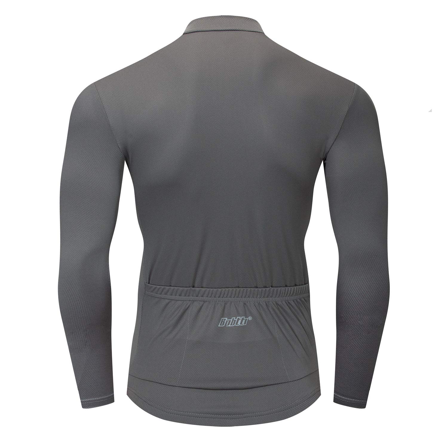 bpbtti Men's Solid Color Cycling Jersey Long Sleeve Bike Biking Shirts with Half Front Zipper (Medium Chest 37-39",Ice Grey)