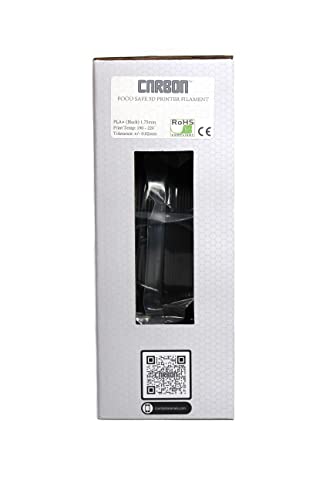 ECO - Certified Food Grade PLA+ 3D Printer Filament - Carbon Brand - Lab Tested, 1.75mm, 1kg, Accuracy: +/- 0.02 (Black)