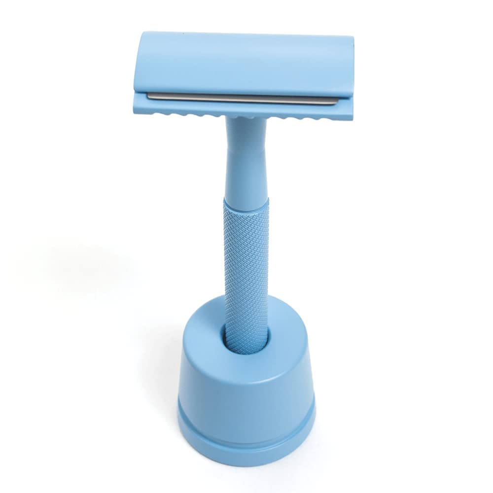 Double Edge Safety Razor with Canvas Travel Case Pouch Men and Women Shaving Hair Grooming Care