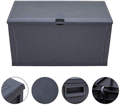 Crownland 120 Gallon Outdoor Storage Deck Box Resin Container Weatherproof Deck Storage Box Containers Patio Garden Furniture Outdoor Storage Boxes All Weather Using,Grey