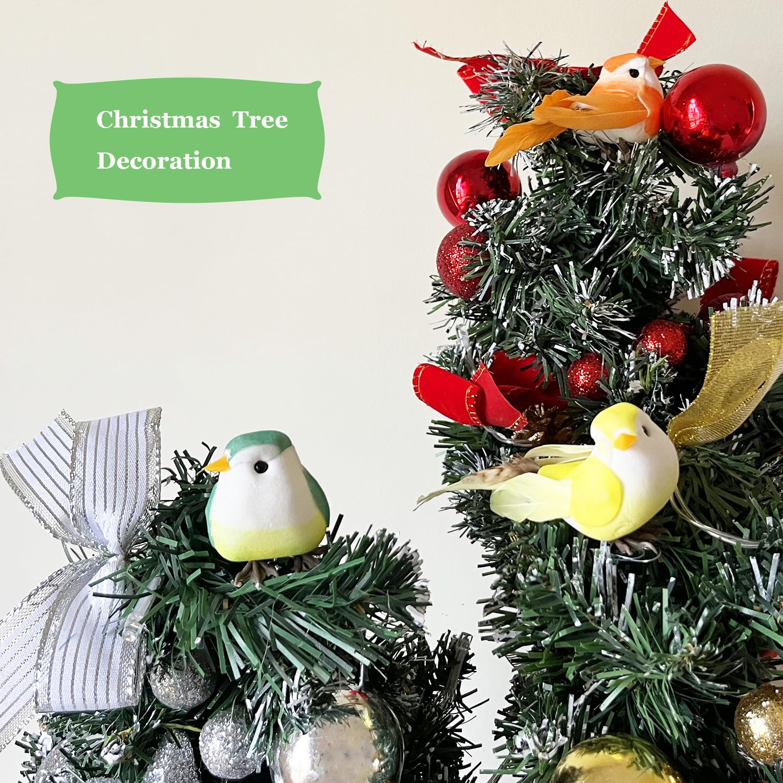 LWINGFLYER 12pcs Clip on Artificial Simulation Foam Feather Birds 3.5in Mini Love Birds for Craft Home Ornaments Garden Wedding Decoration Embellishing (Clip)