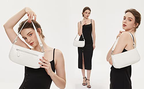 Shoulder Bags for Women Small Y2K White Purse Tote Handbag Clutch 90s Retro Classic