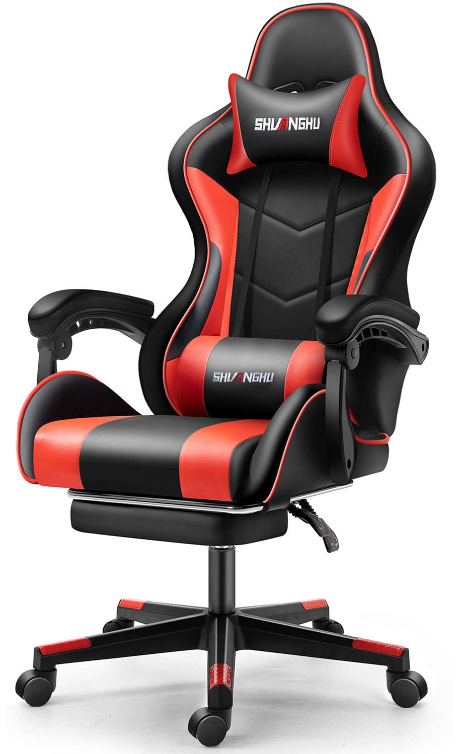 shuanghu Gaming Chair High Back Computer PC Ergonomic Video Office Chairs Gamer Chair with Footrest Video Support Reclining Video Computer Chair Desk Chair Leather Gaming Chair