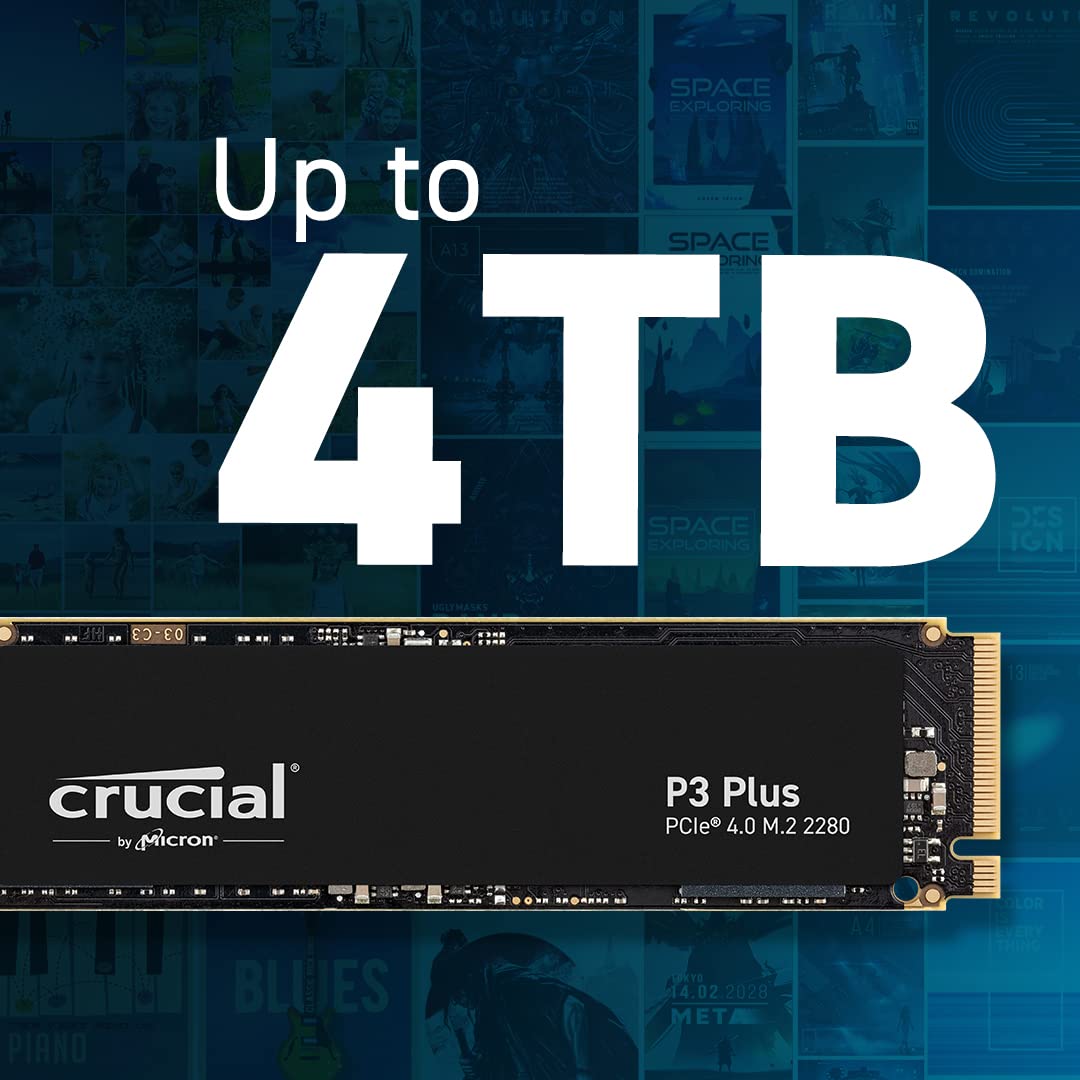 Crucial P3 Plus 1TB PCIe Gen4 3D NAND NVMe M.2 SSD, up to 5000MB/s - CT1000P3PSSD8