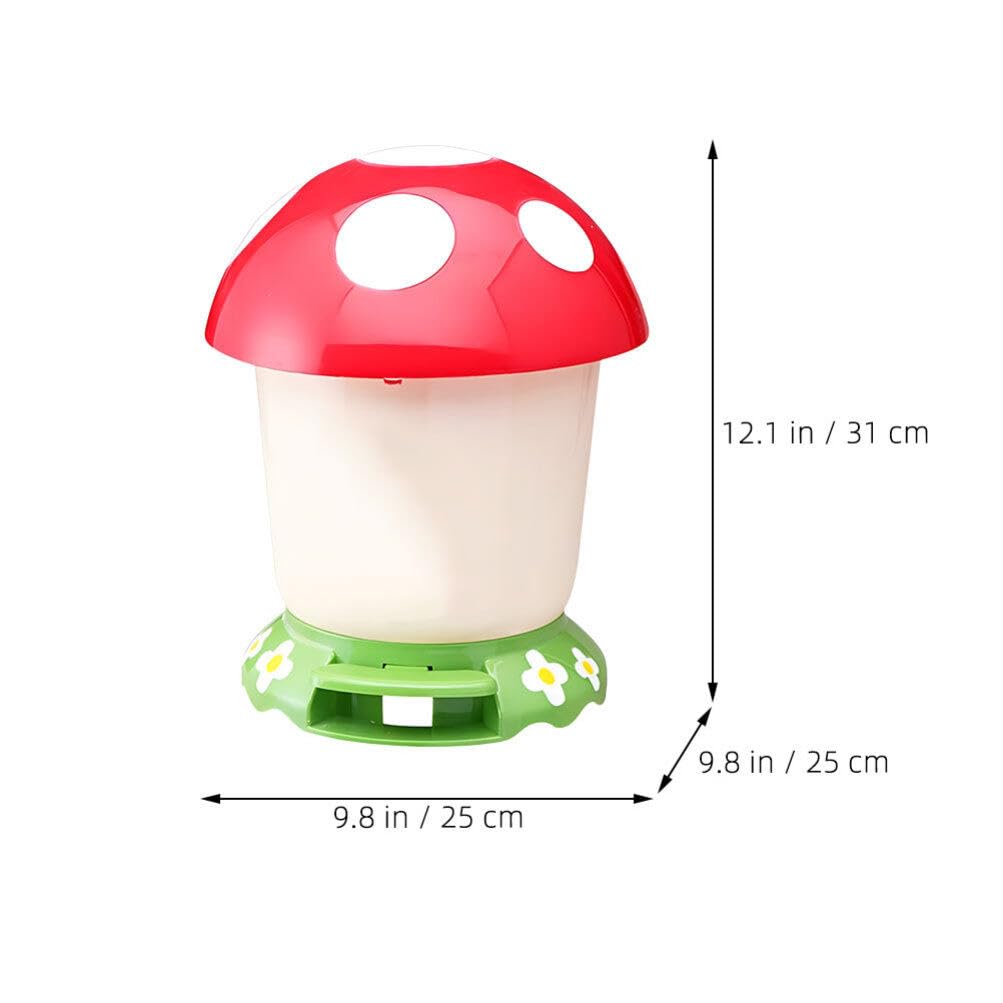 Garneck Step On Plastic Trash Can, Mushroom Waste Basket Decorative Cute Garbage Container Kitchen Rubbish Bin Easy Clean Wastebasket for Home Kitchen Bedroom Office