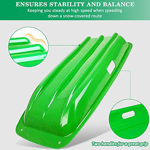 Atalawa Snow Sleds Toboggans, Sledges & Toboggans Heavy Duty Sledge Toboggan Sleigh Sled Plastic Unisex Ski Fun Board, Greenā¦