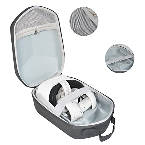 balikha Hard Carrying Case Comfortable Hand Strap Protection for Quest 2 VR Gaming Headset Durable Material Compact Inside Fixed Elastic Band Gray