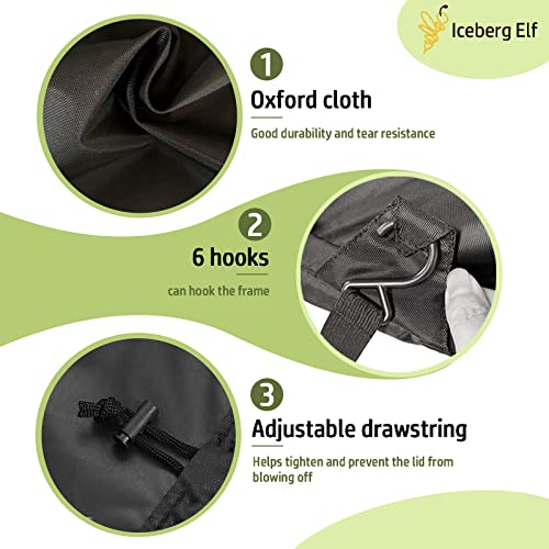 Iceberg Elf Folding Wagon Rainproof Insulation Cover, with 6 Hooks, Black Thin (Cover only, Accessories not Included)