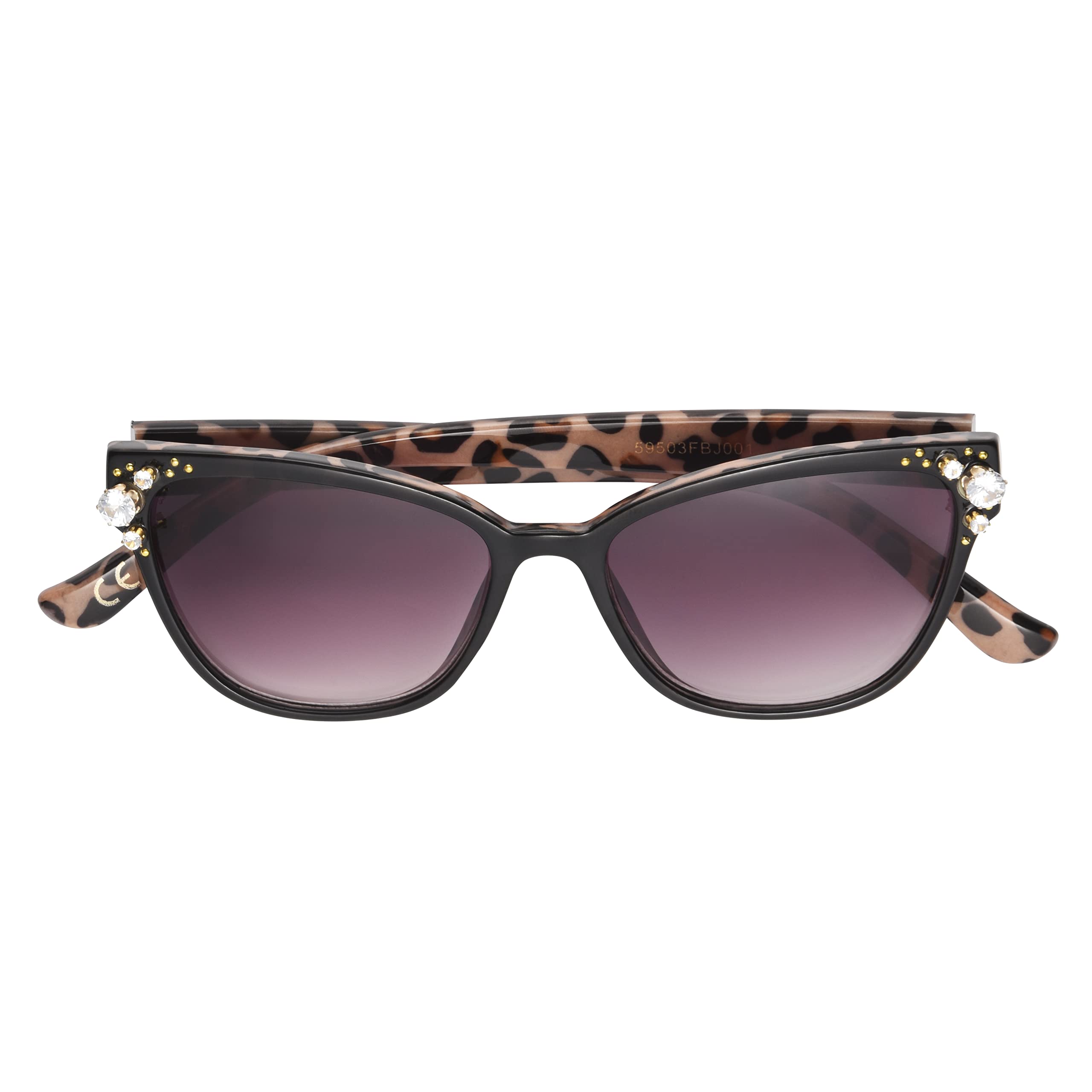 Betsey Johnson Women's Queen Sunglasses Cateye, Crystal Grey with Glitter, 53mm