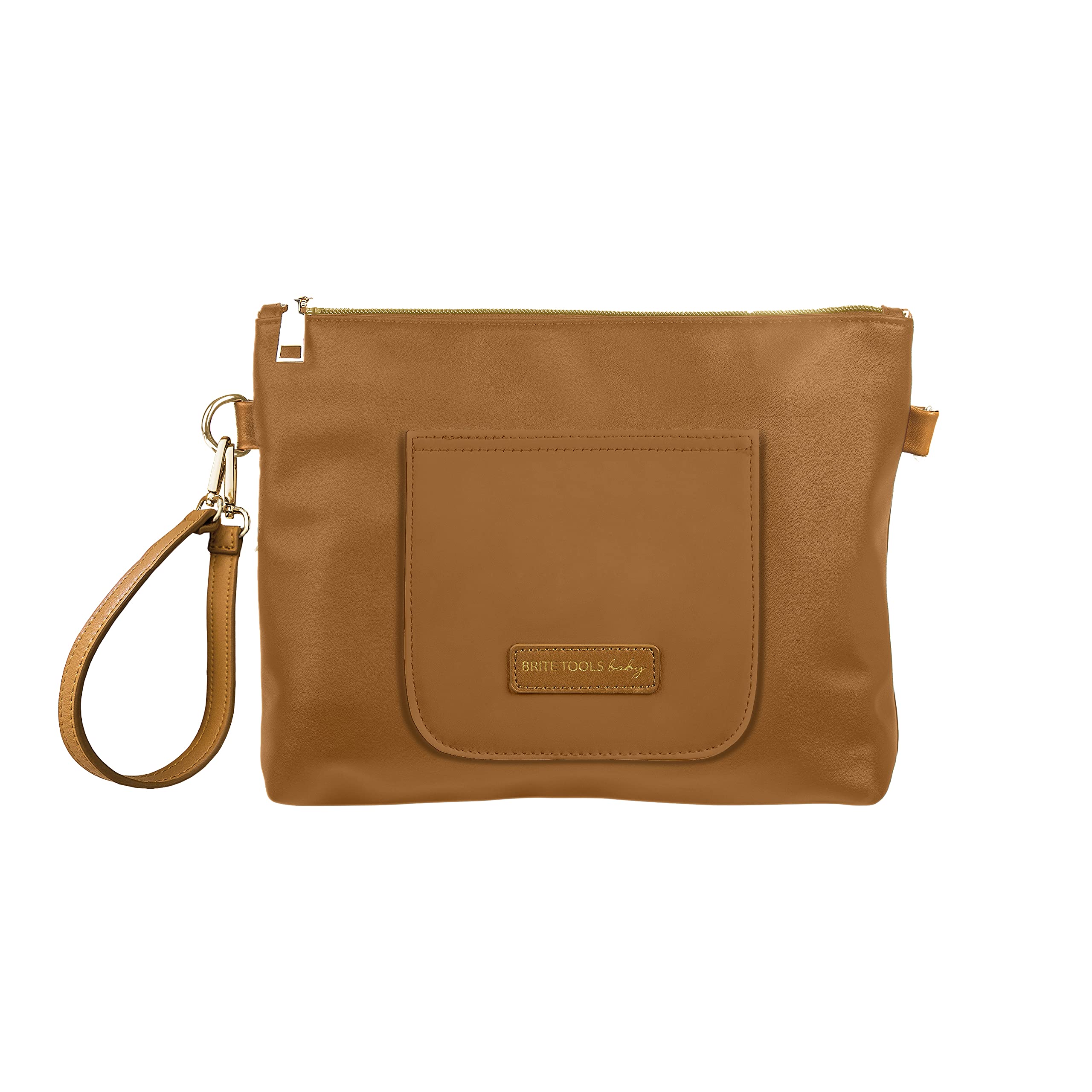 Brite Tools Leather Crossbody Diaper Clutch Bag Refillable Wipes Holder Dispenser Small Crossbody Wristlet Designer Purse (Brown)