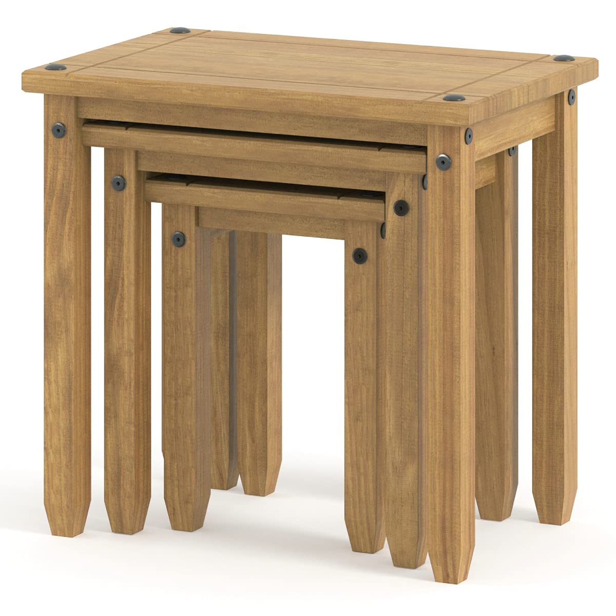 Furniture Dash - Small Coffee Table - Nesting Tables - Wood Nesting Tables - Small Coffee Tables for Living Room - Nesting Tables Set of 3 - (Brown)