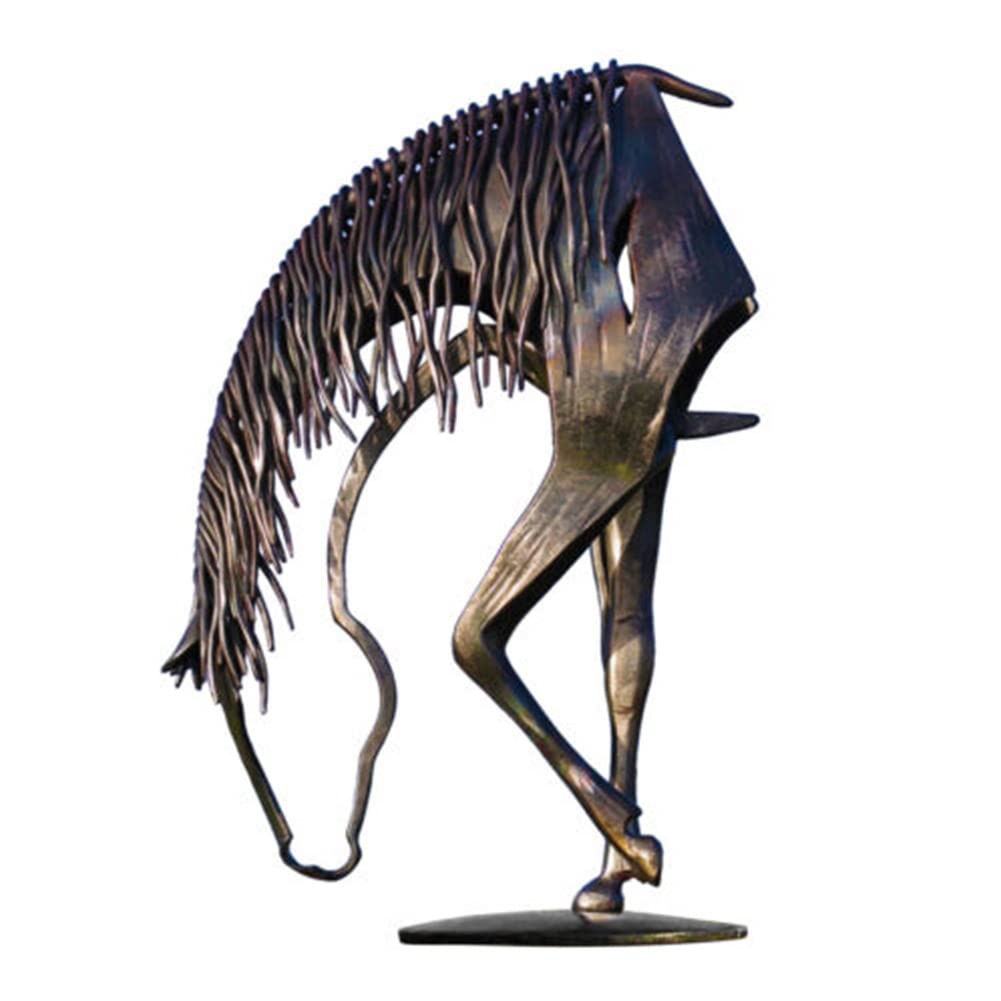 YERT Kiss Horse Sculpture Modern Rustic Statue Ornament Home Office Metal Decor Gifts(Foraging Horse)