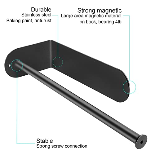 Kitchen Magnetic Stainless Steel Paper Towel Holder for Refrigerator, Grill, Toolbox (Magnetic-30cm-Black-B)