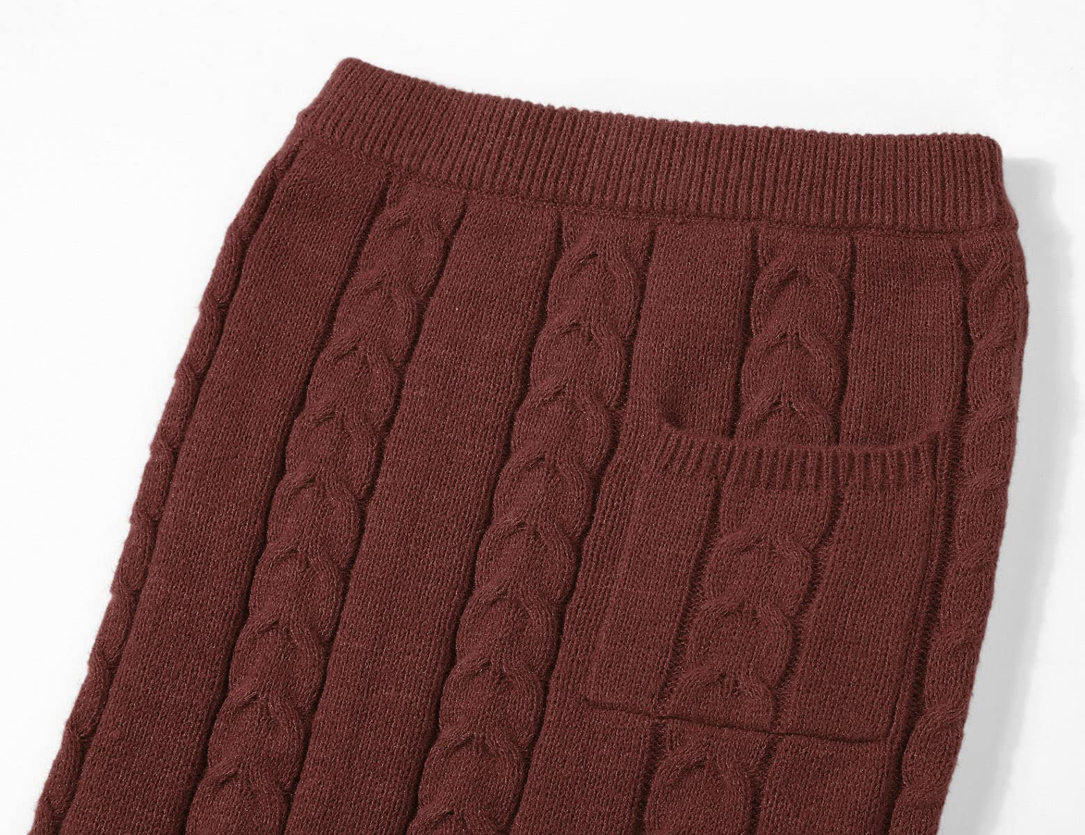 CHARTOU Women's Winter Chunky Cable Knit Long Skirt 2 Piece Outfit Sweater Sets (X-Large, Wine Red)