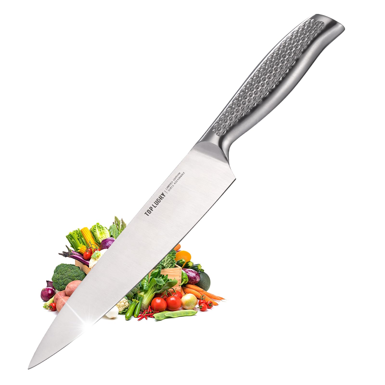 CHUYIREN Chef Knife,8" Stainless Steel Japanese Chef Knife, Full-Tang Knife with Ergonomic Handle, Professional Sharp Cooking Knife Cutting Knife Meat Knife for Kitchen or Restaurant