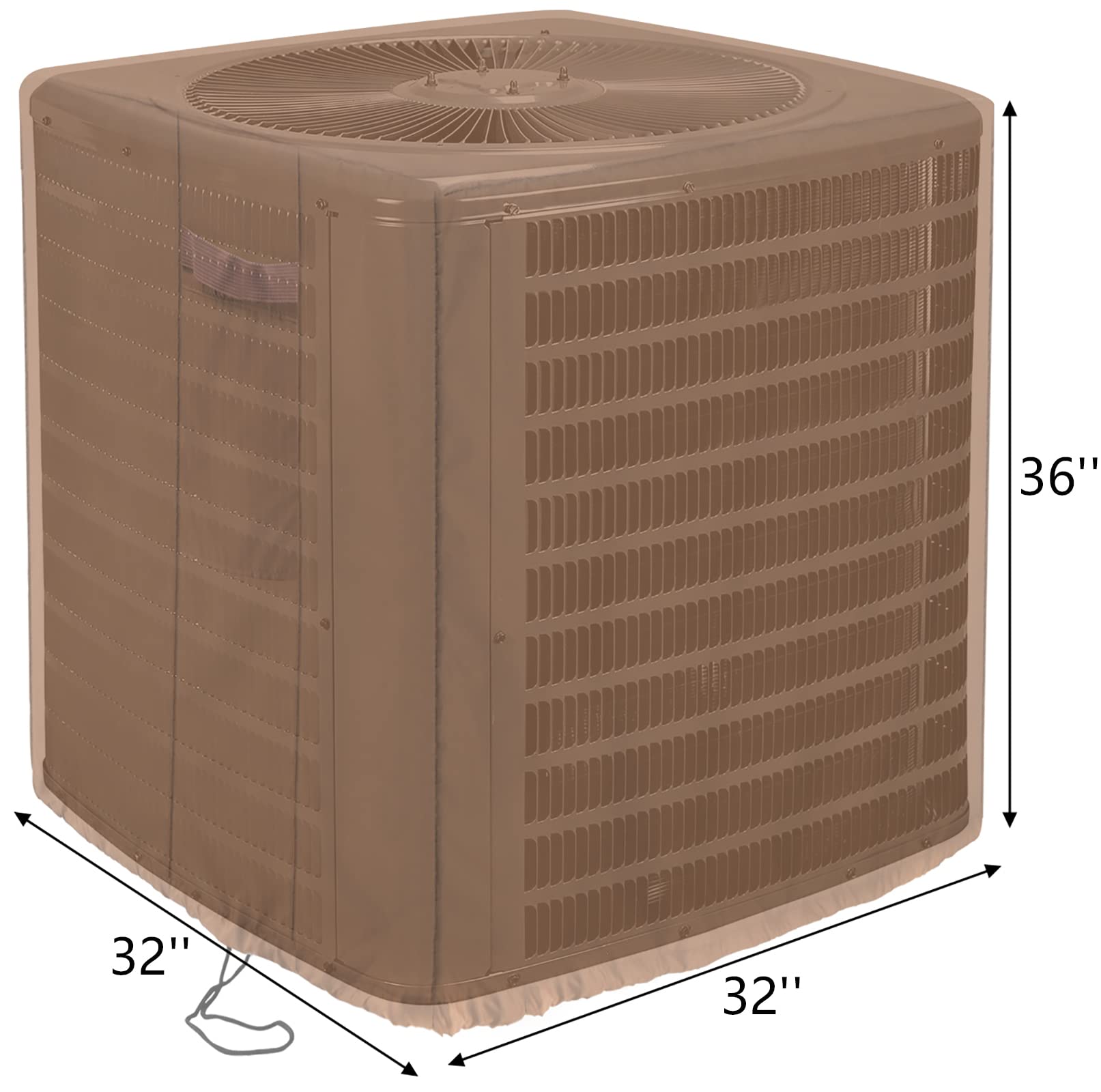 Yesland Central Air Conditioner Covers for Outside Units - AC Covers Water Resistant and Windproof Design AC Unit Cover - Universal Brown Winter AC Unit Cover (32''L x 32''W x 36''H)