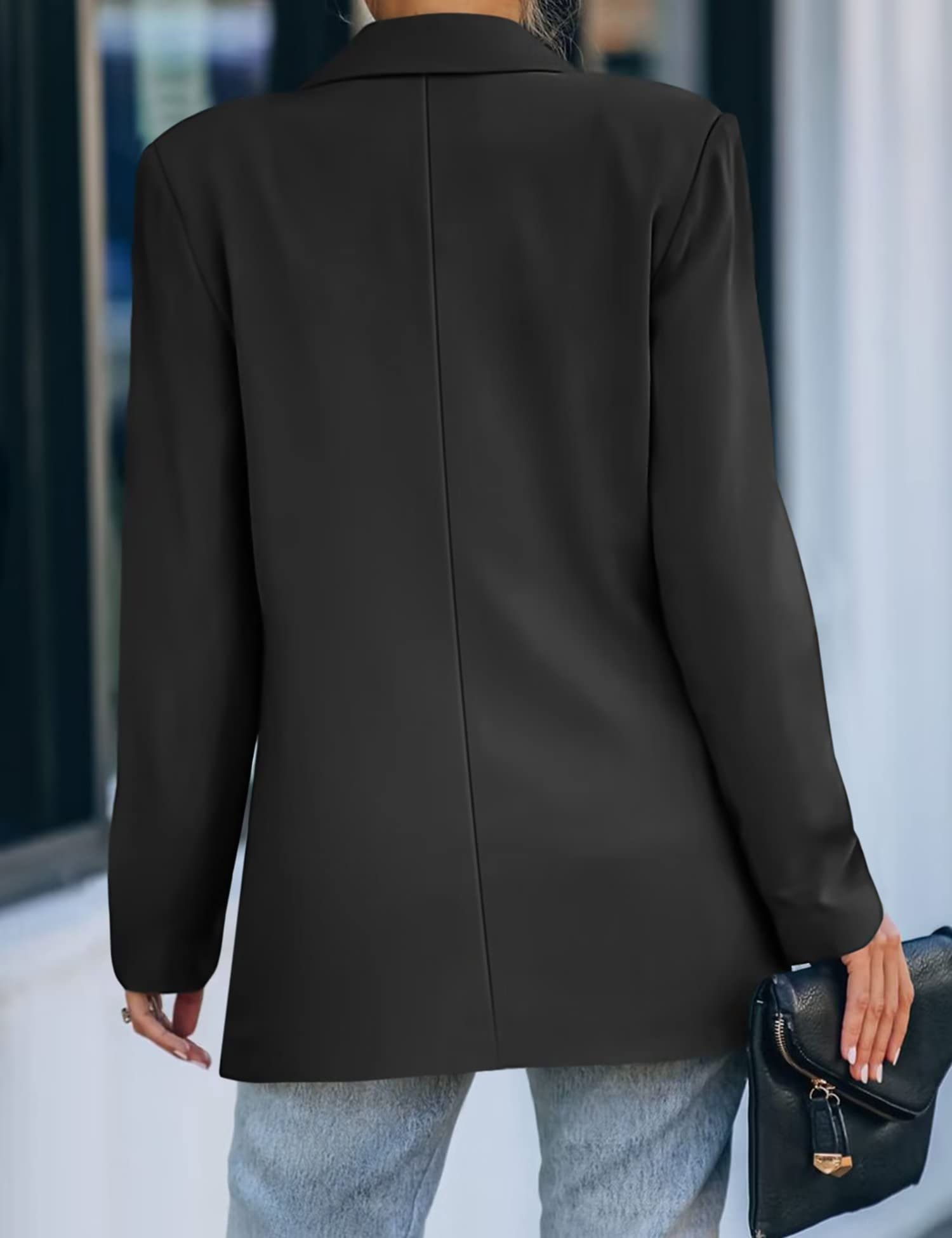 Black Oversized Blazer Jackets for Women Business Casual Open Front Long Blazers for Work Professional Fashion XL