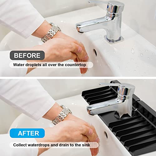 Kitchen Sink Splash Guard,Silicone Faucet Mat for Kitchen Sink,Sink Draining Pad Behind Faucet ,Drip Protector for Kitchen for Kitchen Bathroom Farmhouse (Gray)