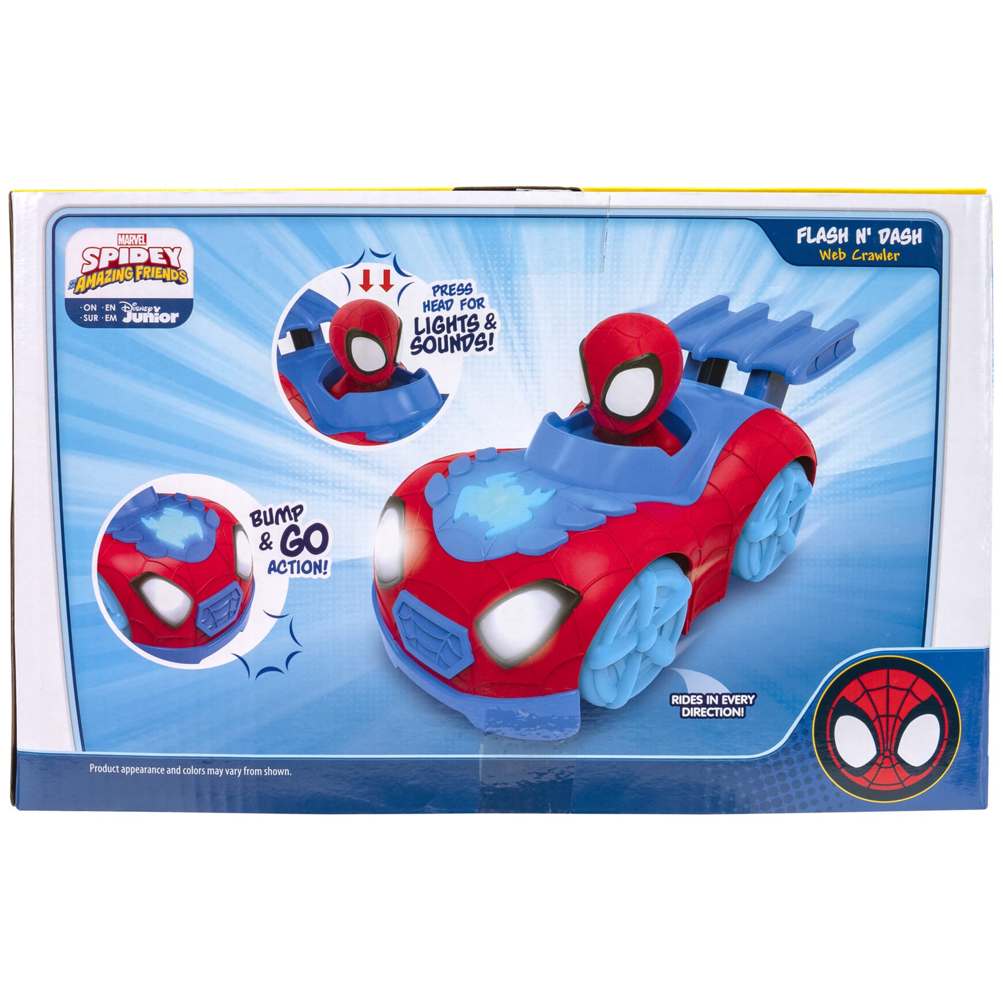 Marvel Spidey and HIS Amazing Friends Flash ‘N’ Dash Web Crawler - Motorized Web Crawler Vehicle with Lights and Sounds - Toys Featuring Your Friendly Neighborhood Spideys