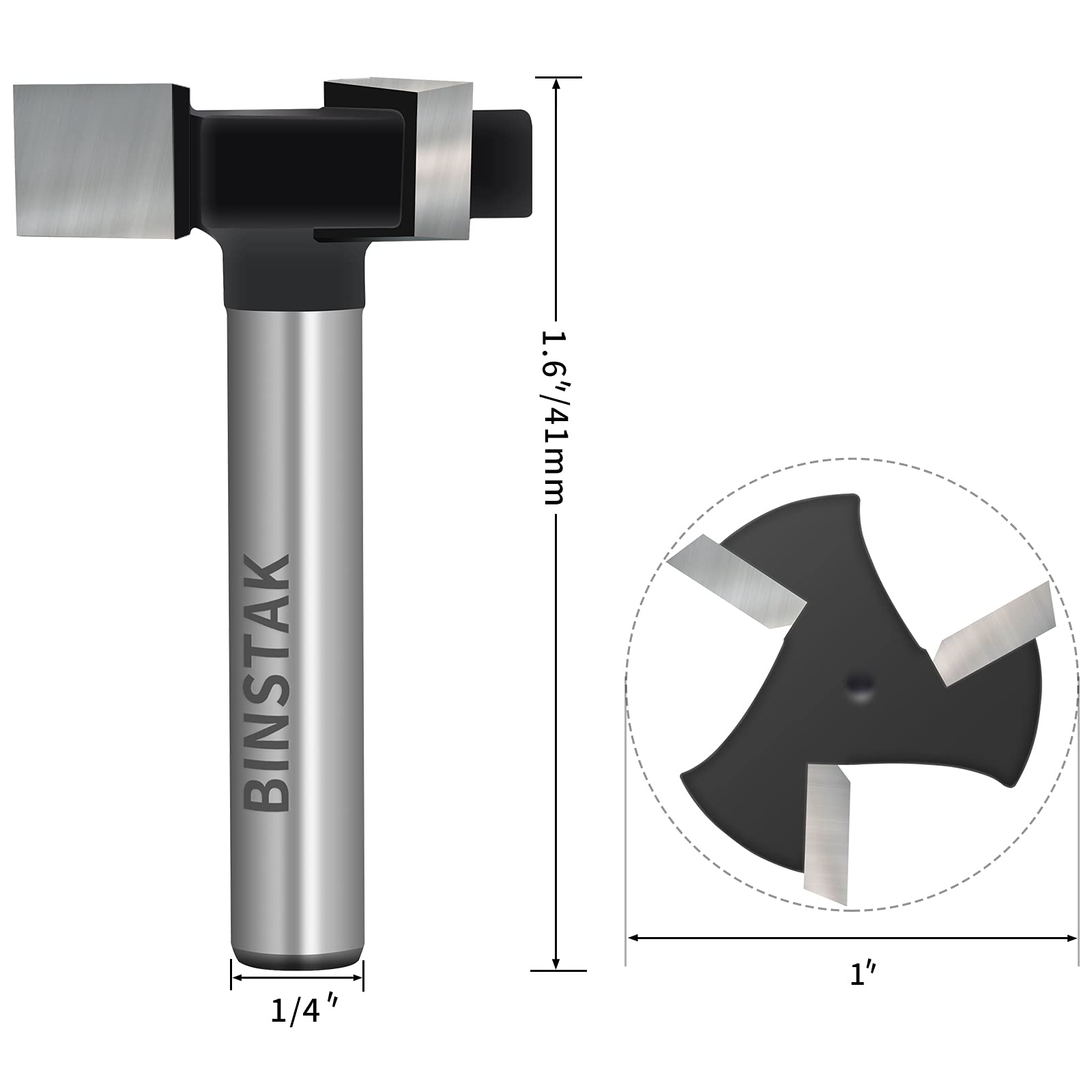 CNC Spoilboard Surfacing Router Bits, 1/4 inch Shank 1 inch Cutting Diameter, Slab Flattening Router Bit Planing Bit Wood Planing Bit Dado Planer Bit by BINSTAK (Carbide)