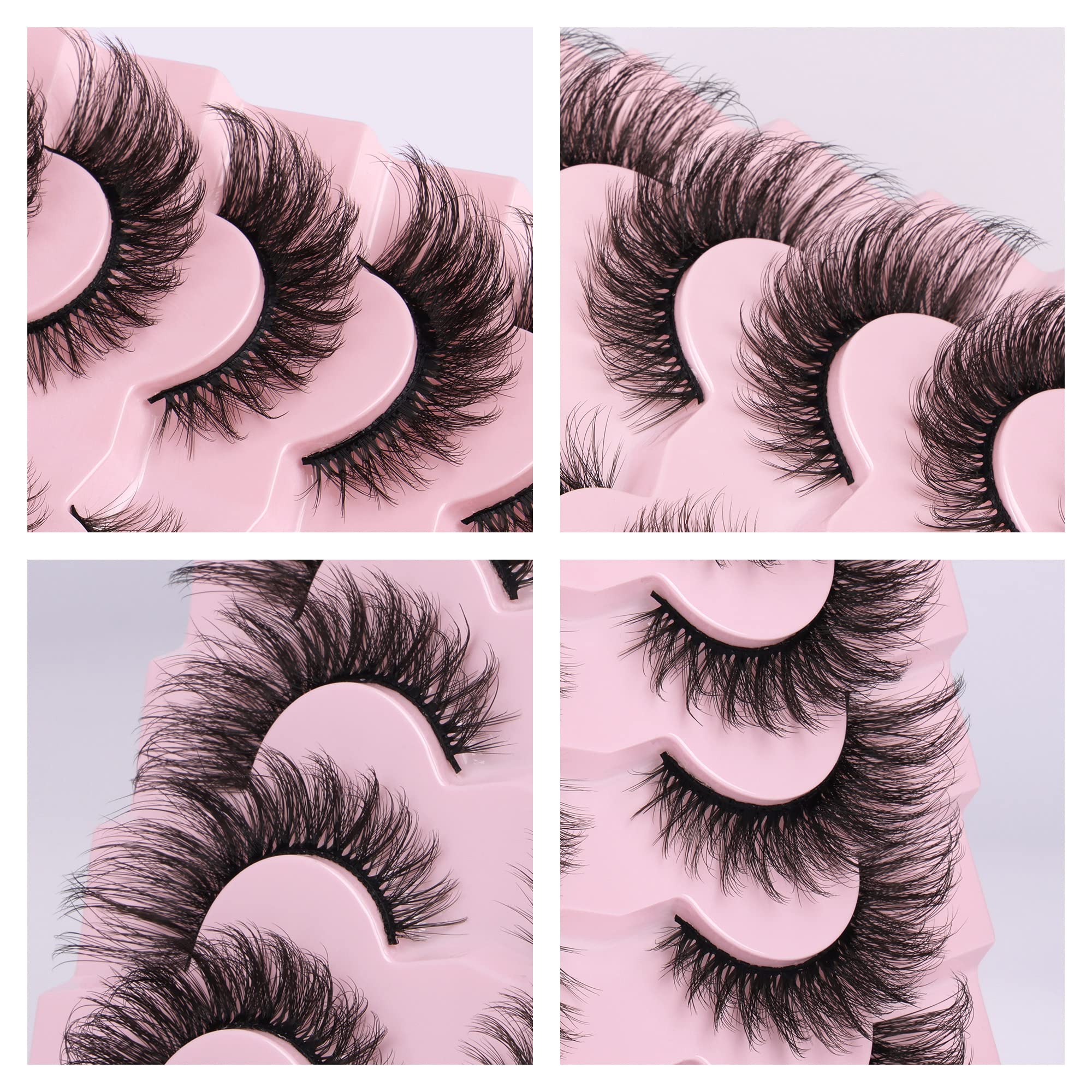 Cat Eye Fake Lashes Dramatic False Eyelashes Faux Mink Lashes Extension Wispy Fluffy Natural Look 7 Pairs Pack Fox Eye Lash 8D Volume Thick long Reusable Light Cruelty-Free by Boahankuke