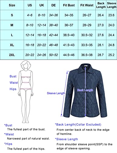 GRACE KARIN Women Lightweight Jacket Casual Winter Quilted Coat Lapel Button Down Long Sleeve Outwear with Pockets Black L