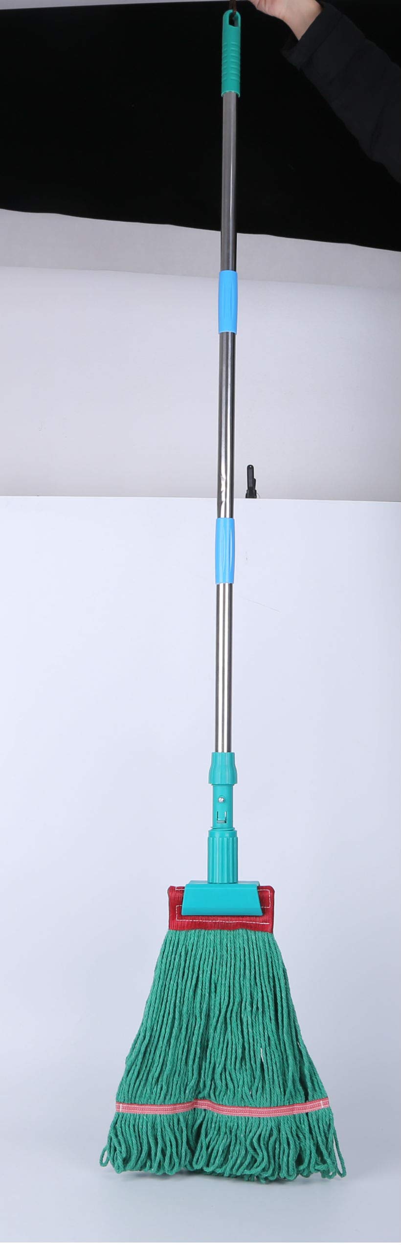 Cotton Yarn Wet Mop Set Microfiber Mop Commercial Looped End with Stainless Steel Telescopic Handle(Green)