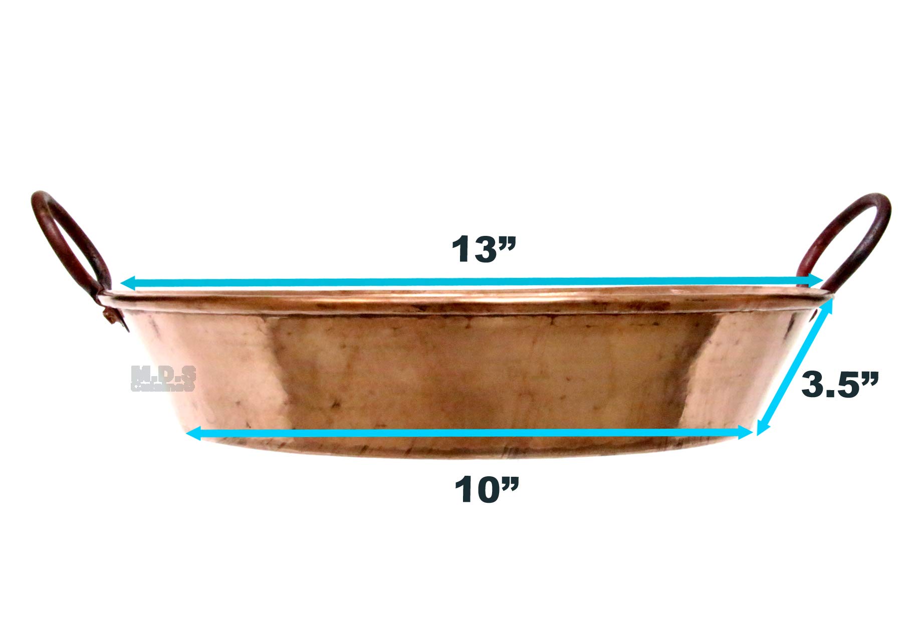 Ematik Paella Pan 13” Cazuela De Cobre 100% Pure Hammered Handmade Copper Classic Traditional Spain Cazo Cazuela Para Seafood