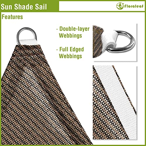 FLORALEAF 12'x12'x12' Sun Shade Sail Triangle Canopy UV Block Sun Shade for Outdoor Patio Garden Backyard Awning