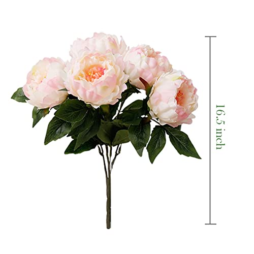 HoveBeaty Artificial Peony Silk Flowers Bouquet Home Wedding Decoration, 1 Pack, 5 Heads(Pink)