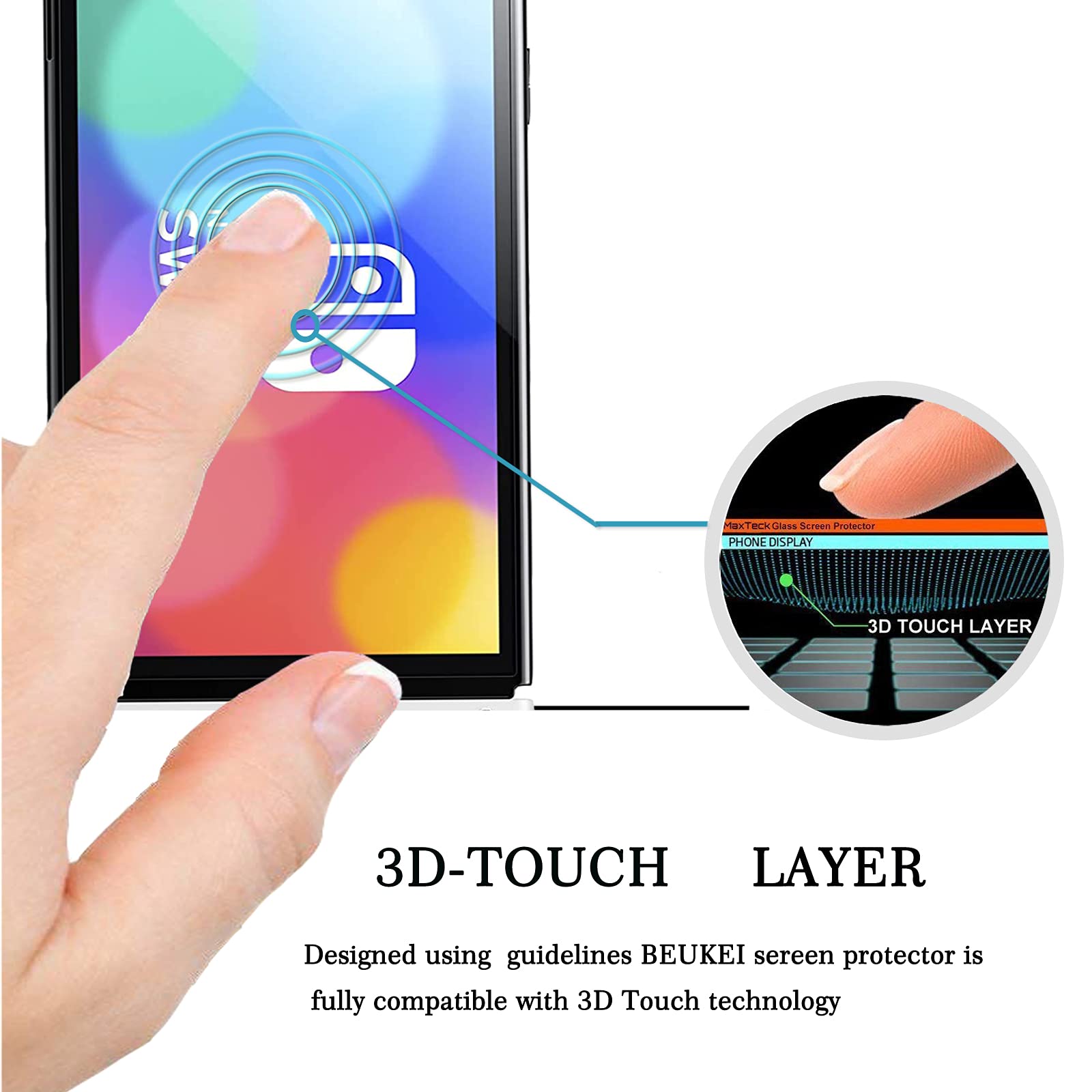 beukei (3 Pack) Compatible for Nintendo Switch OLED (2021) Screen Protector Tempered Glass, Full Screen Coverage, Touch Sensitive,Case Friendly, 9H Hardness