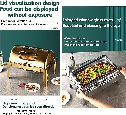 Electric Buffet Server,Food Warmer Tray, Adjustable Temperature, Portable Chafing Dish, Catering Buffet Serving Tray,Stainless Steel Material,uitable for Hotels, Restaurants, Parties