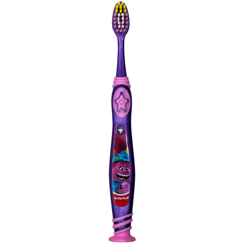 Colgate Kids Trolls Toothbrush with Suction Cup, Children Ages 5+ Extra Soft (Colors Vary) - Pack of 6
