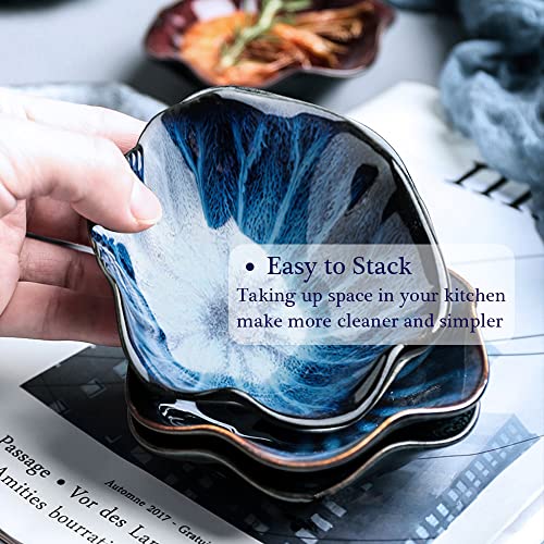 Ceramic Spoon Rests small ring jewelry dish holder entryway key tray,2pcs Sauce Dish,Mini Side Seasoning Dish,Sushi Soy Dipping Bowl,Snack serving Dishes Kitchen Coffee Station room Décor